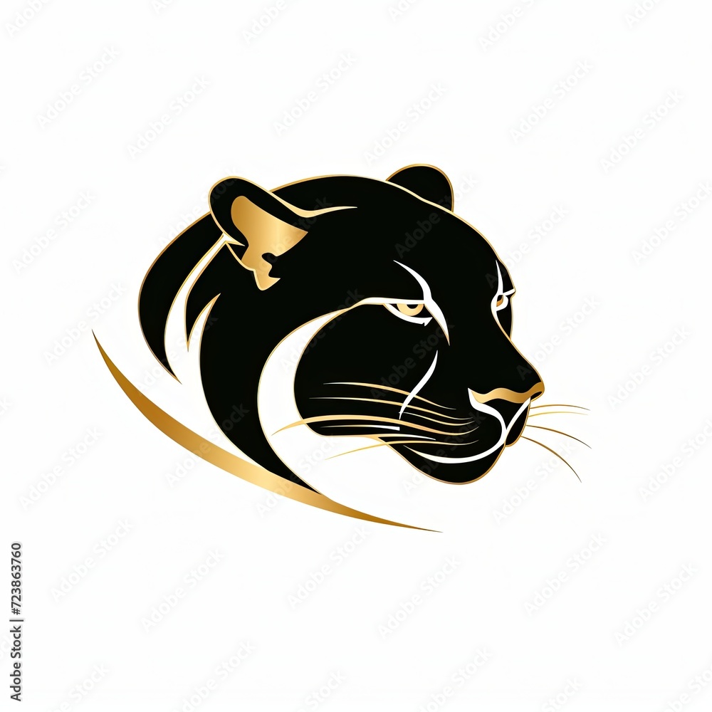 Elegant Black and Gold Panther Logo, Modern Minimalist Feline Head ...