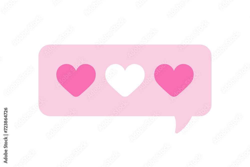Hearts in speach bubble icon. Love symbol. Hearts in pink sms ...