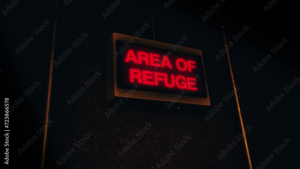 Area of Refuge Sign Blinking Emergency Safety Zone Zoom In. Area of ...