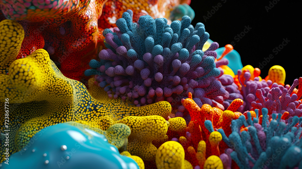 Coral reef wallpaper. Realistic 3d illustration of ai generated sea ...