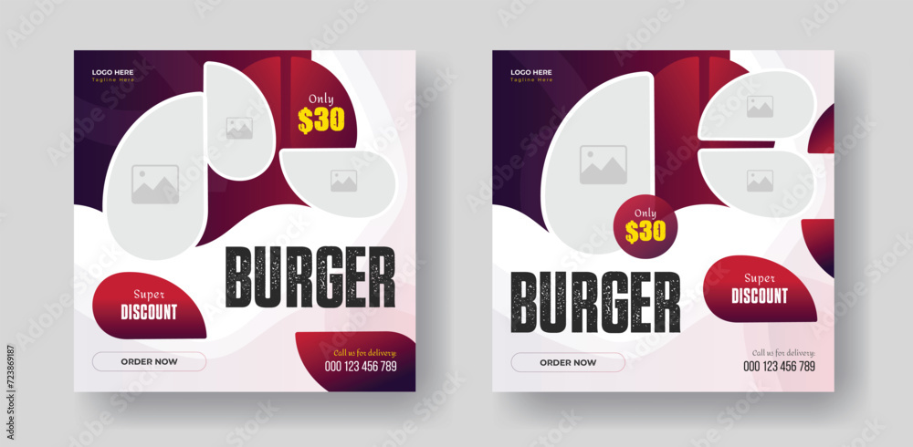 Burger social media square size banner design for your fast food ...