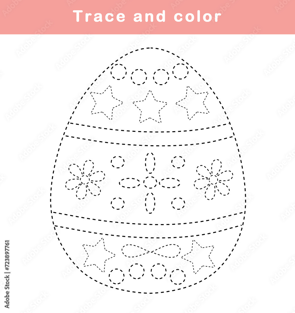 Trace and color cute Easter eggs. Easter egg tracing worksheet. Simple ...