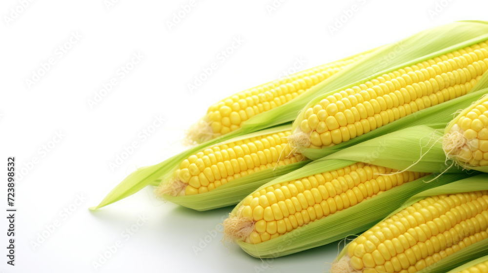 Corn fresh, healthy yellow corn on the cob, isolated and showcasing the ...