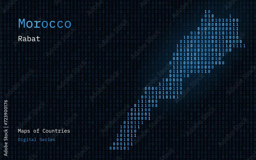 Morocco Map Shown in Binary Code Pattern. TSMC. Matrix numbers, zero, one. World Countries ...