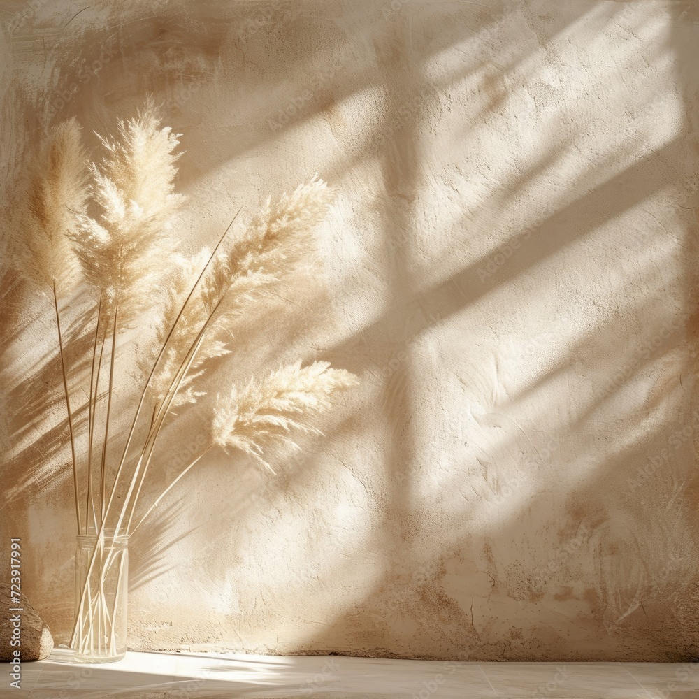 background for photography with pampas and shadows from pampas on the ...