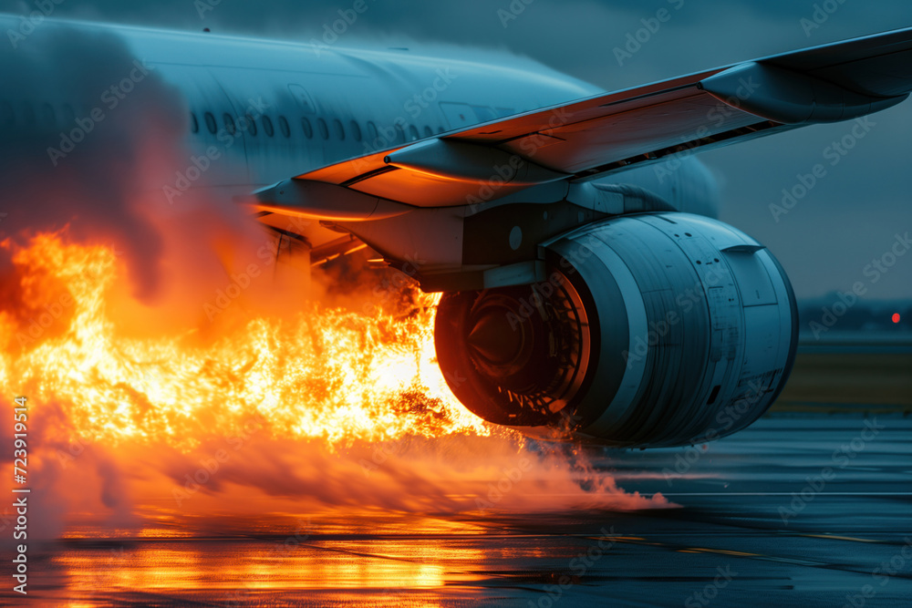 Aircraft made an emergency landing on runway with a damaged engine that ...