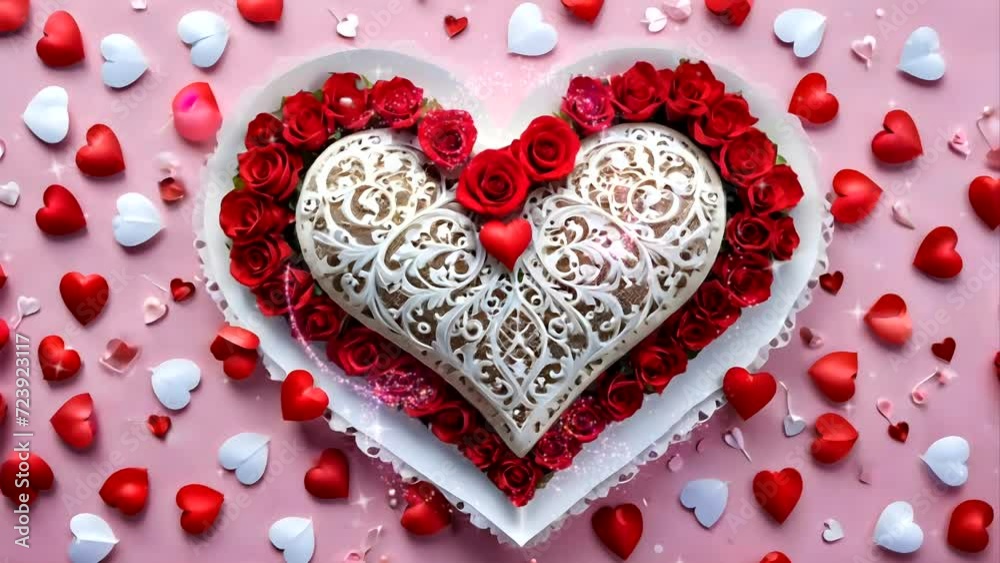 Heart symbol and glittering gold particles for valentine celebration on ...