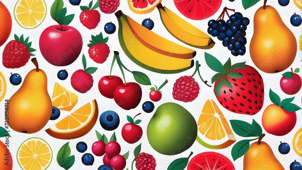Fruits background. wallpaper. vector clip art fruits. flat wrapping ...