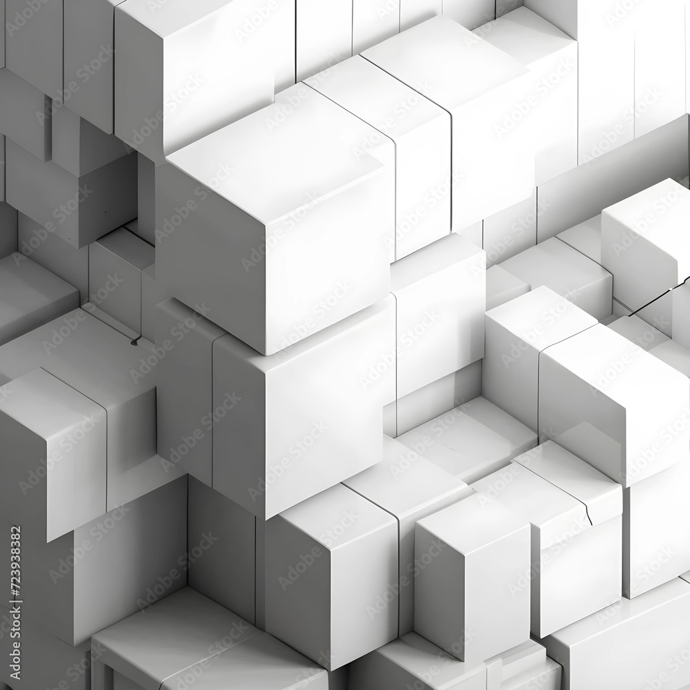 contemporary and minimal architecture building random shifted white ...