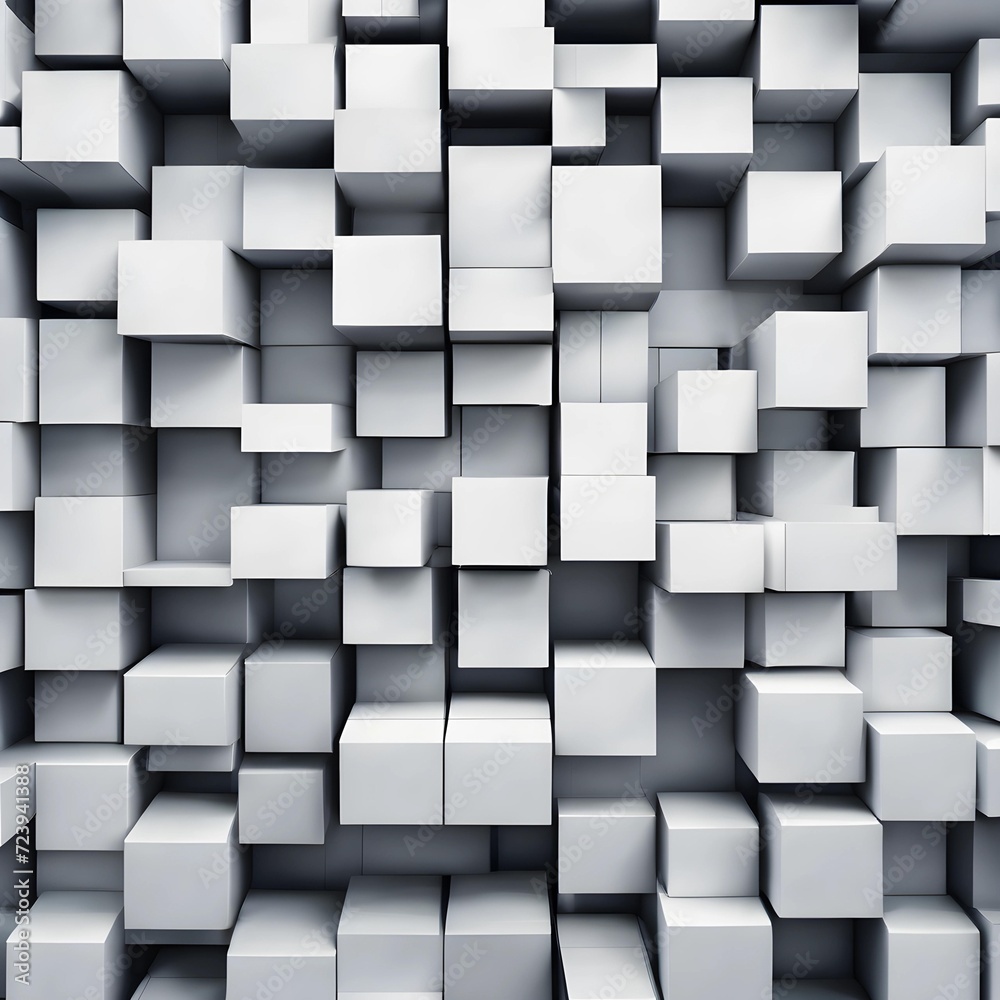 Random shifted white cube boxes block background wallpaper banner with ...
