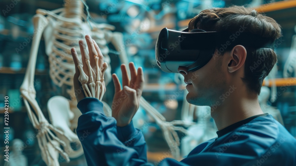 Virtual reality gear enables a medical professional to interact with a ...