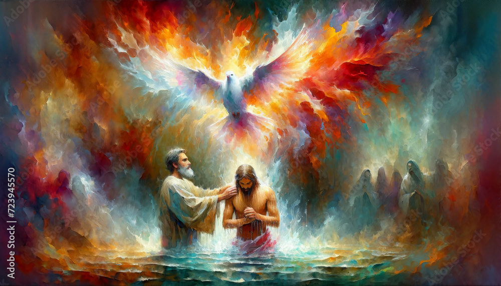 Holy Spirit and Spirit of God Descending like a Dove in Abstract ...