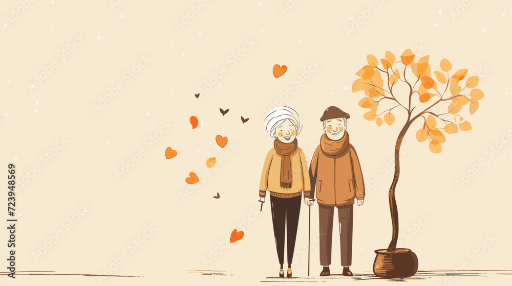 Vector illustration of old people with positive messages and ...