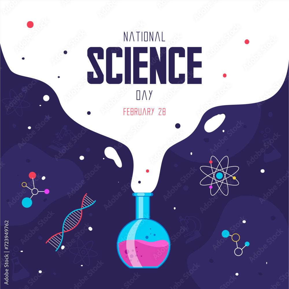 Legacy of Knowledge Blue background, 'NATIONAL SCIENCE DAY' in white at ...