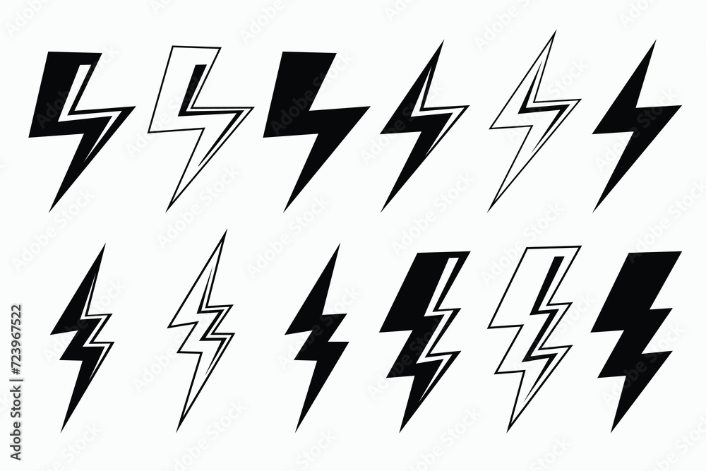 lightning icon set ,thunder icon,electric power,electric fish,thunder ...