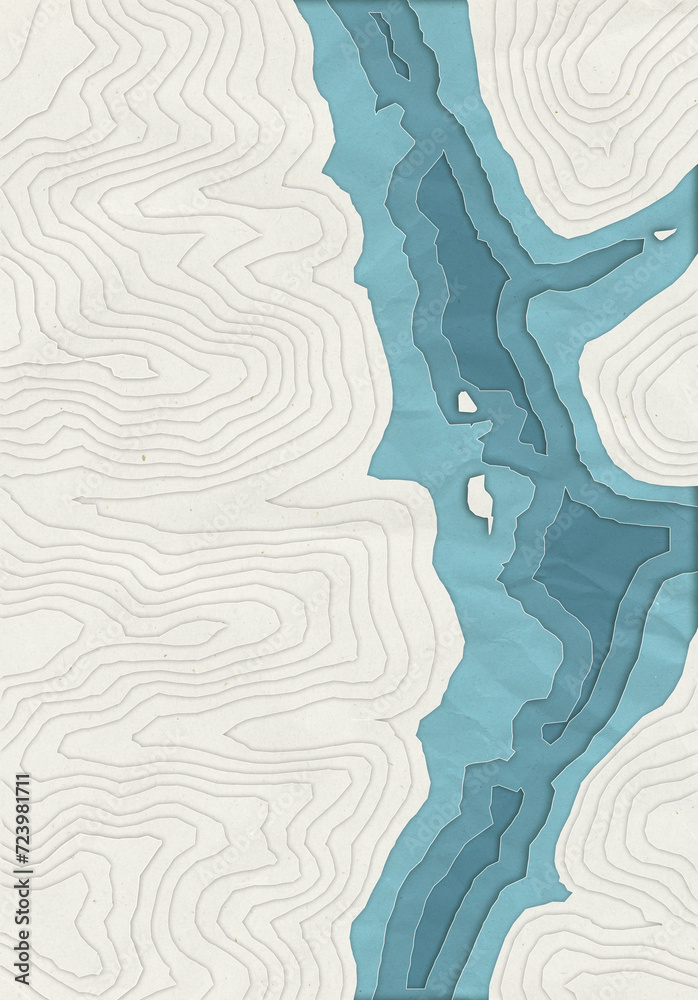 Topographic map of the river in the valley illustrated from the aerial ...