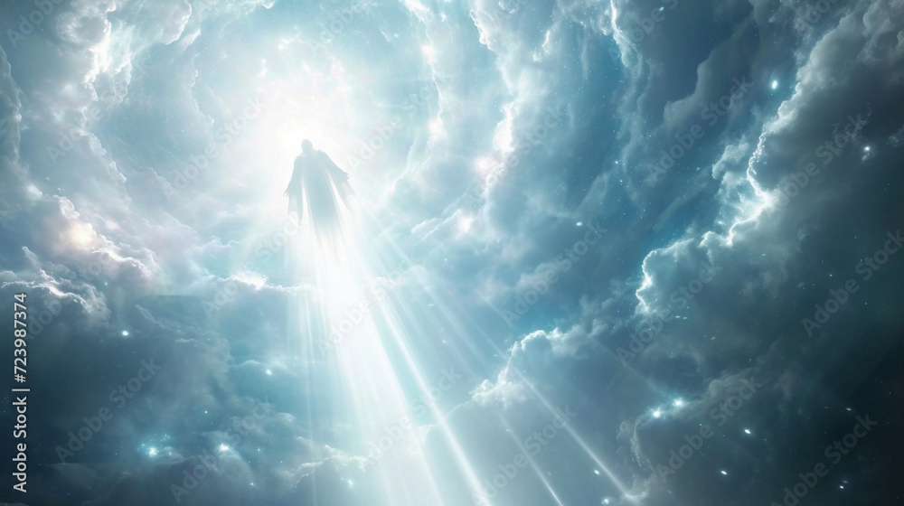 An ethereal being sending beams of light to heal a ed planet their ...