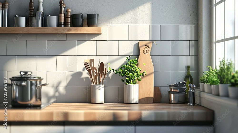 Interior of the stylish kitchen, modern kitchen with kitchen elements ...