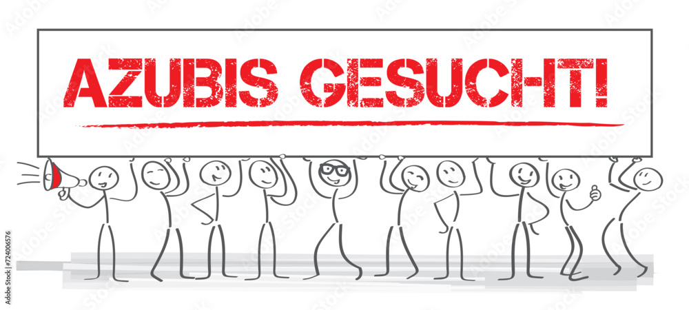 AZUBIS gesucht - Banner mit Strichmännchen und deutschem Text Stock ...