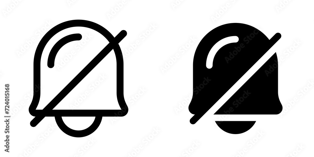 Vector notification off, bell icon. Black, white background. Perfect ...