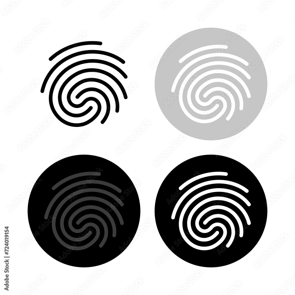 Fingerprint icons set (dactylogram). Identification, police or ...