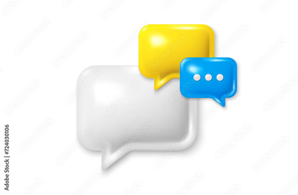 Dialog speech bubble 3d icon. Chat comment with ellipsis icon. Talk ...