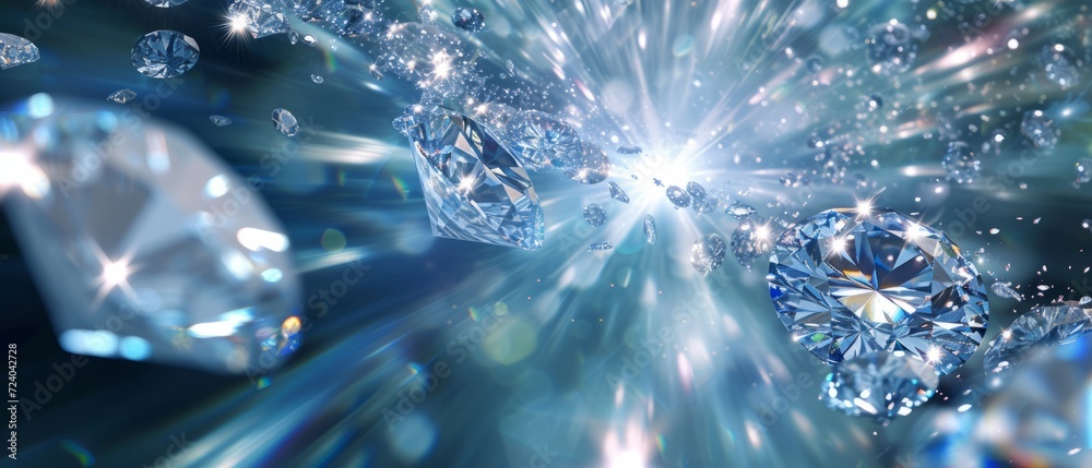 A radiant diamond explosion background, where light is refracted ...