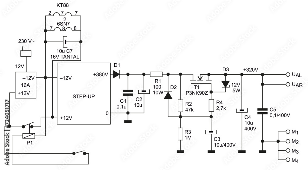 Technical schematic diagram of analog electronic device. Vector drawing ...