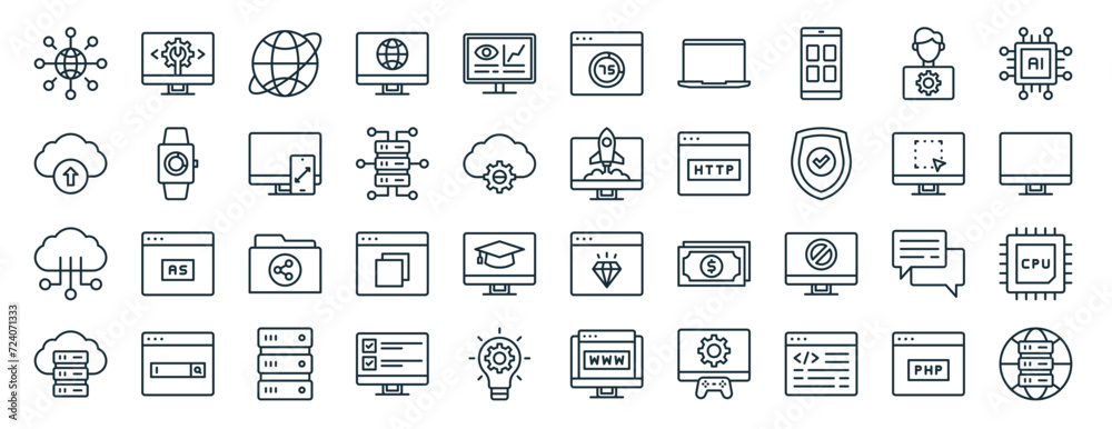 Vecteur Stock set of 40 outline web developer icons such as tools and ...