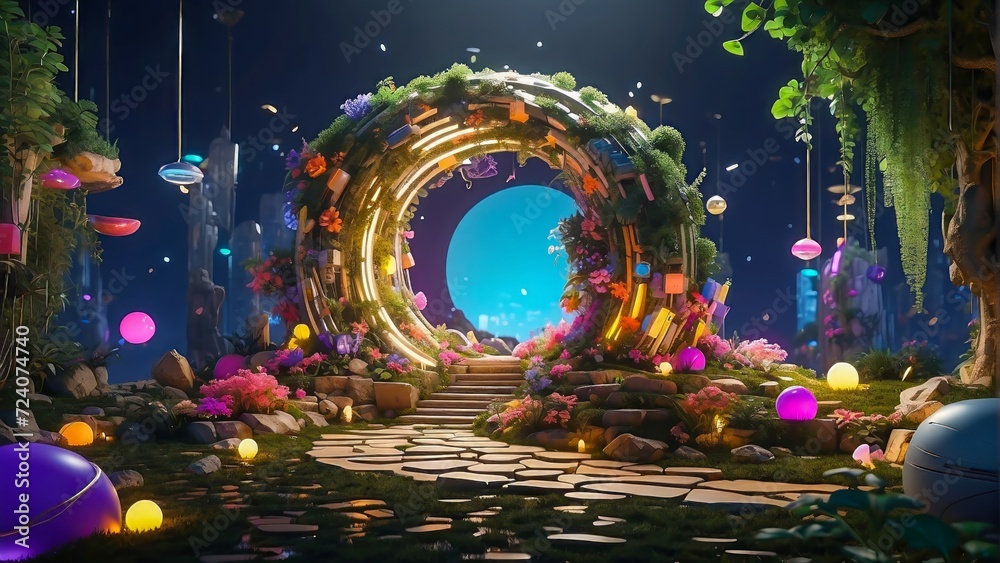 Abstract Illustration of a Star Gate to Another World. Otherworldly Magical World ...