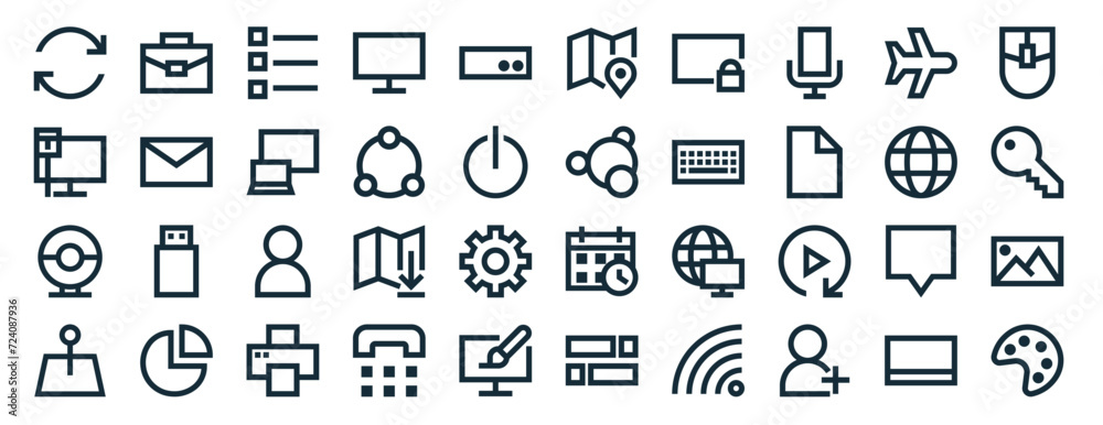 set of 40 outline web ui icons such as accesibility, connect, webcamera ...