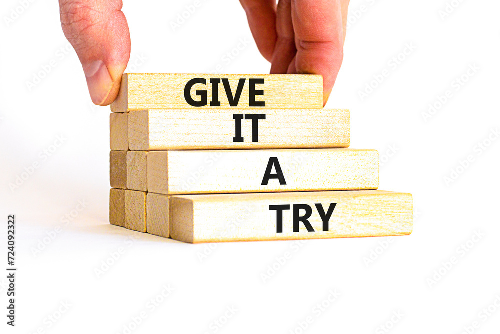 Give it a try symbol. Concept word Give it a try on beautiful wooden ...