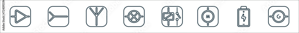outline set of electronics symbols line icons. linear vector icons such ...