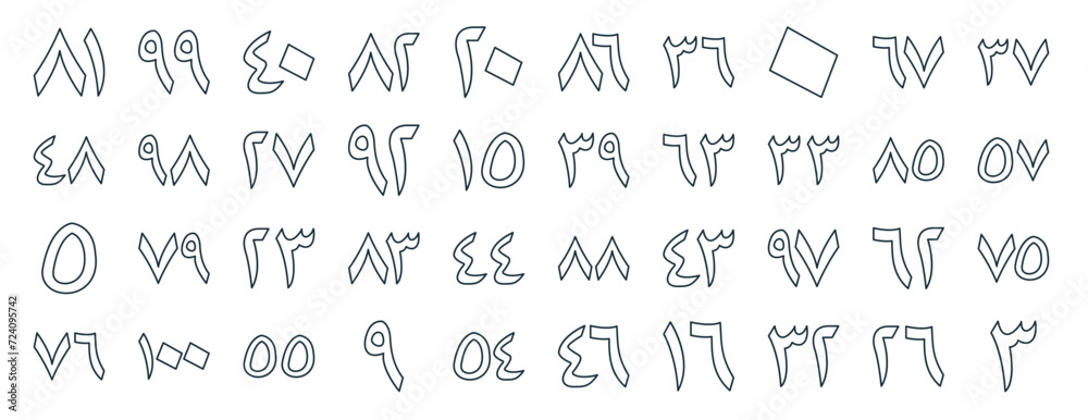 Vecteur Stock set of 40 outline web arabic numbers icons such as ...