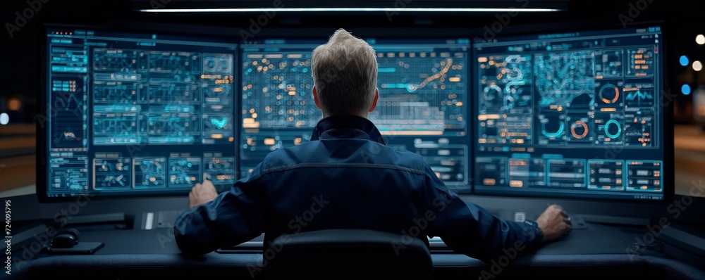 Logistics analyst examining logistics data chart, Supply chain ...