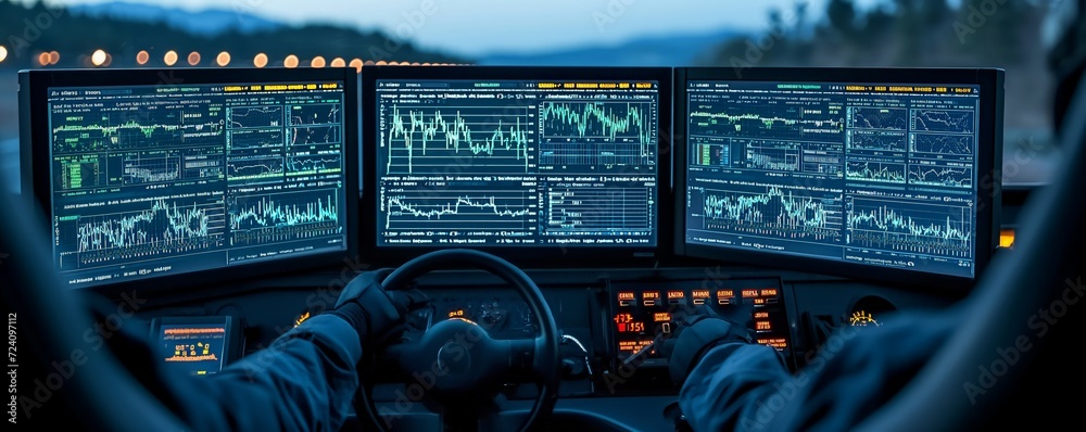 Logistics analyst examining logistics data chart, Supply chain ...