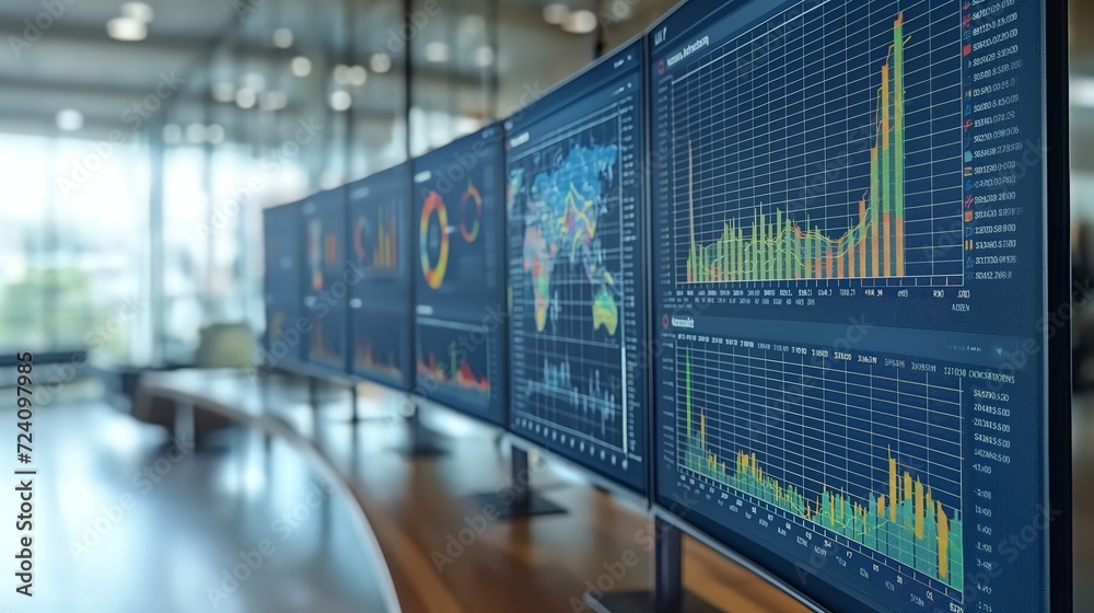 Logistics analyst examining logistics data chart, Supply chain ...