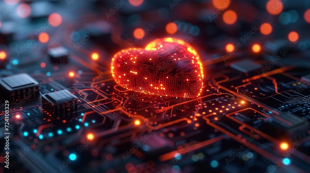 Heartbeat line transforming into a digital AI code, AI role in real ...