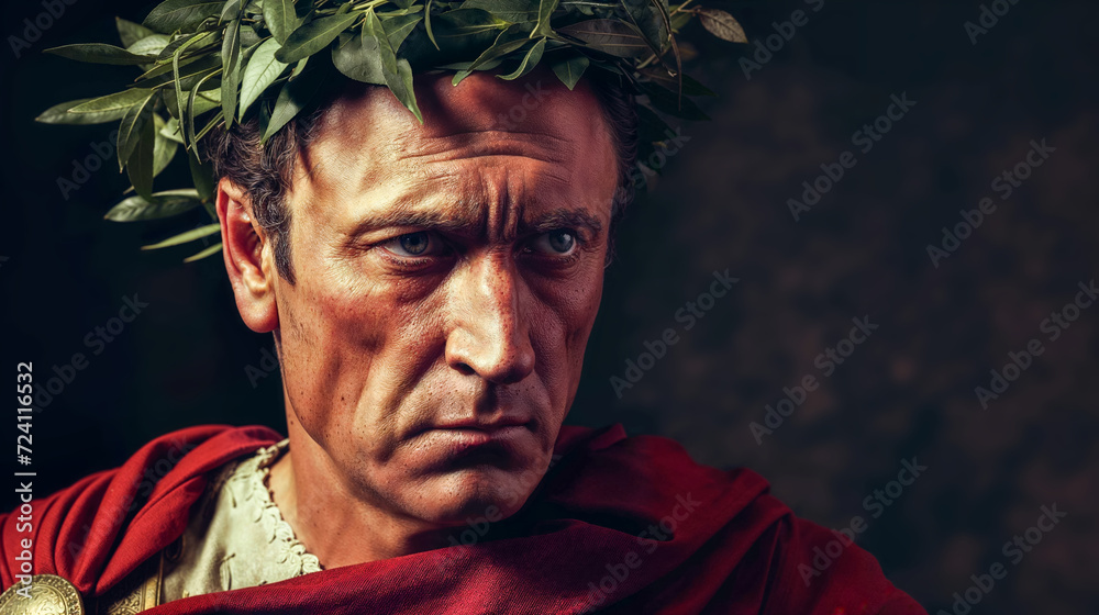 Julius Caesar, portrait of stern man embodying Roman emperor with ...