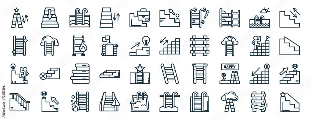 set of 40 outline web ladder icons such as ladder, ladder, icons for ...