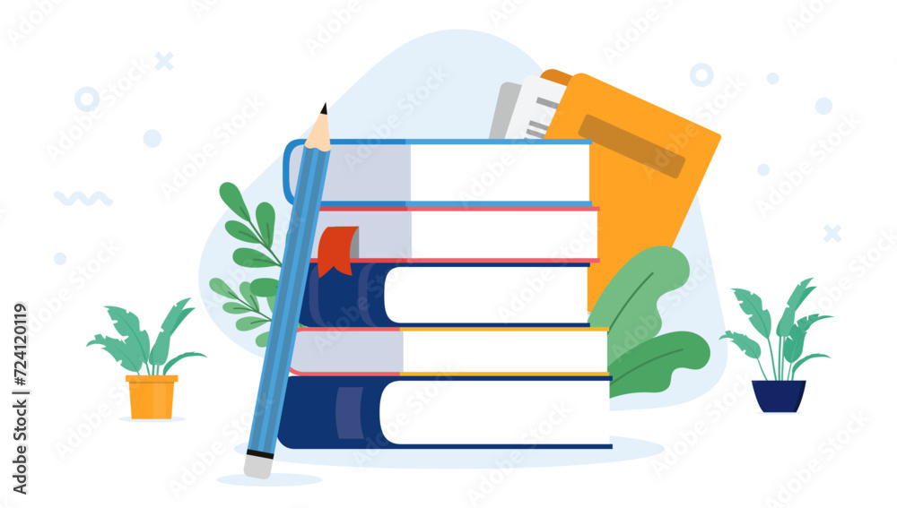 Education graphic - Vector illustration of educational stack of school ...