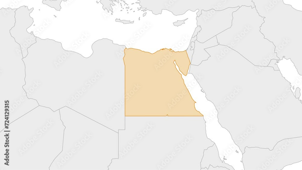 Animation of Egypt country map on the world map. Animation of map zoom ...