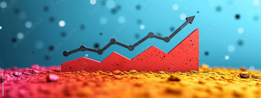 Ascending Crimson: A Vibrant Red Arrow Climbing a Saturated Blue ...