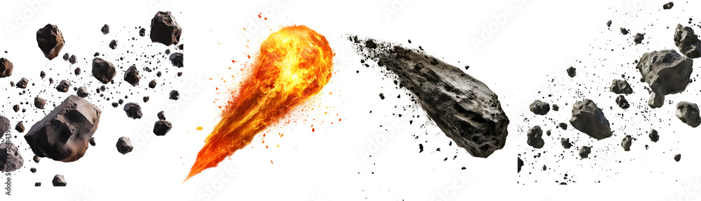 Stone, Fire Meteor, and a Set of Meteor in a Swarm of Asteroids and ...