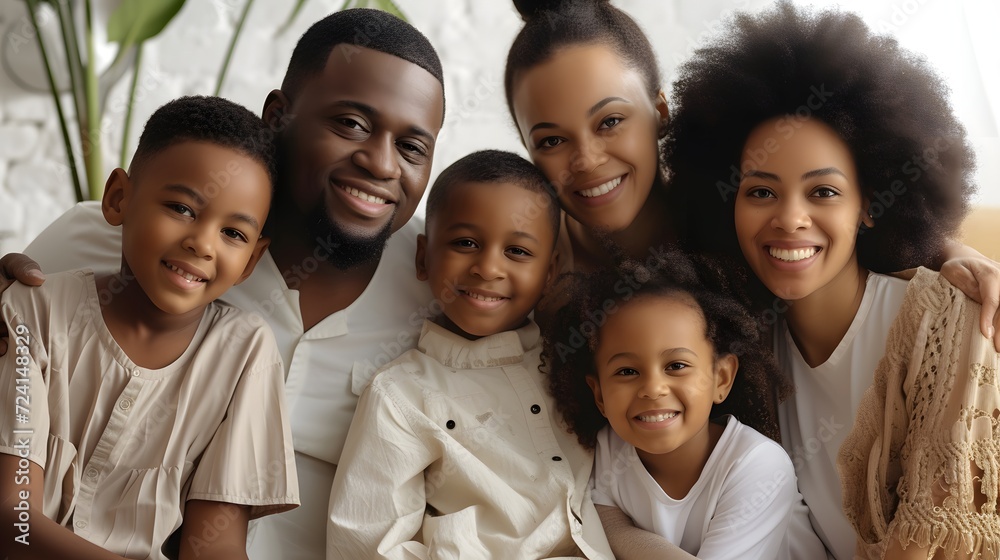 Black African American family relax smiling together at home Stock ...