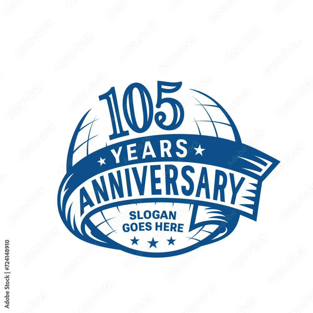 105 years anniversary design template. 105th logo. Vector and ...