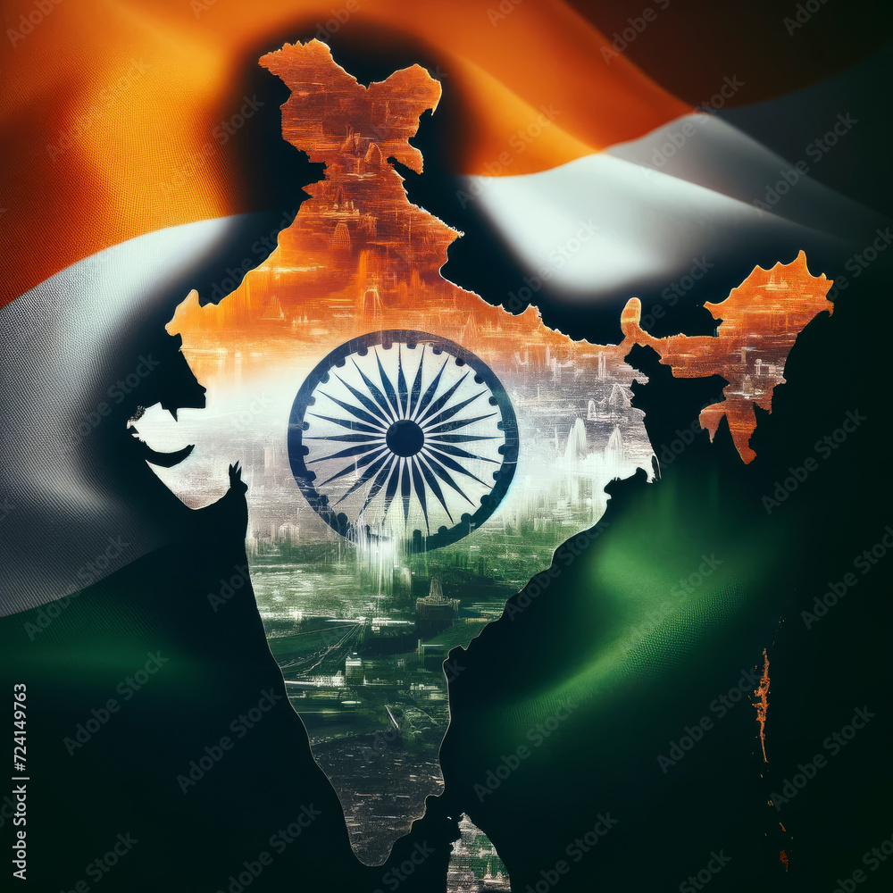 India Map With Colors of the Indian Flag Stock Illustration | Adobe Stock