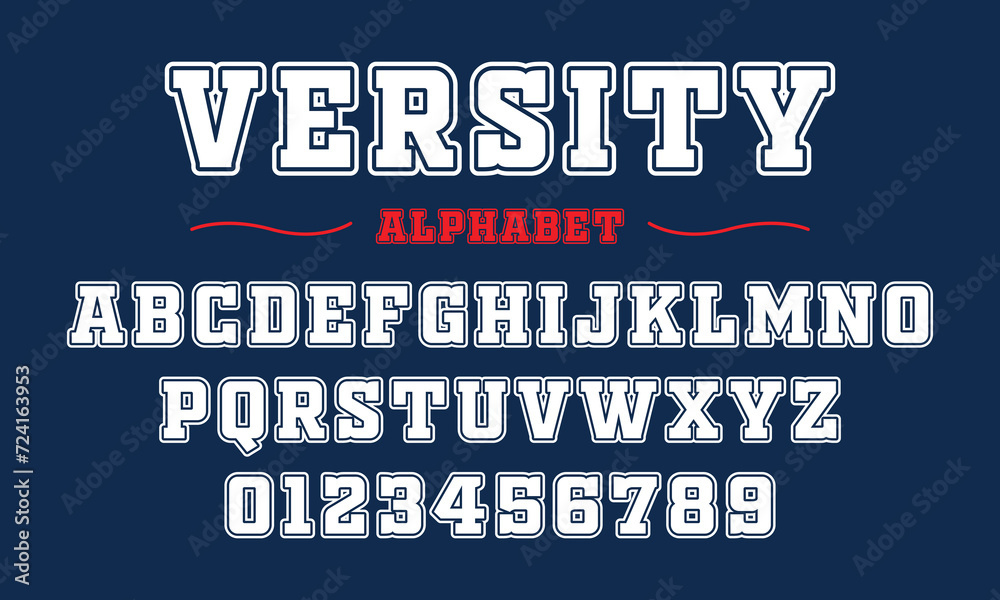 Editable typeface vector. Varsity sport font in american style for ...