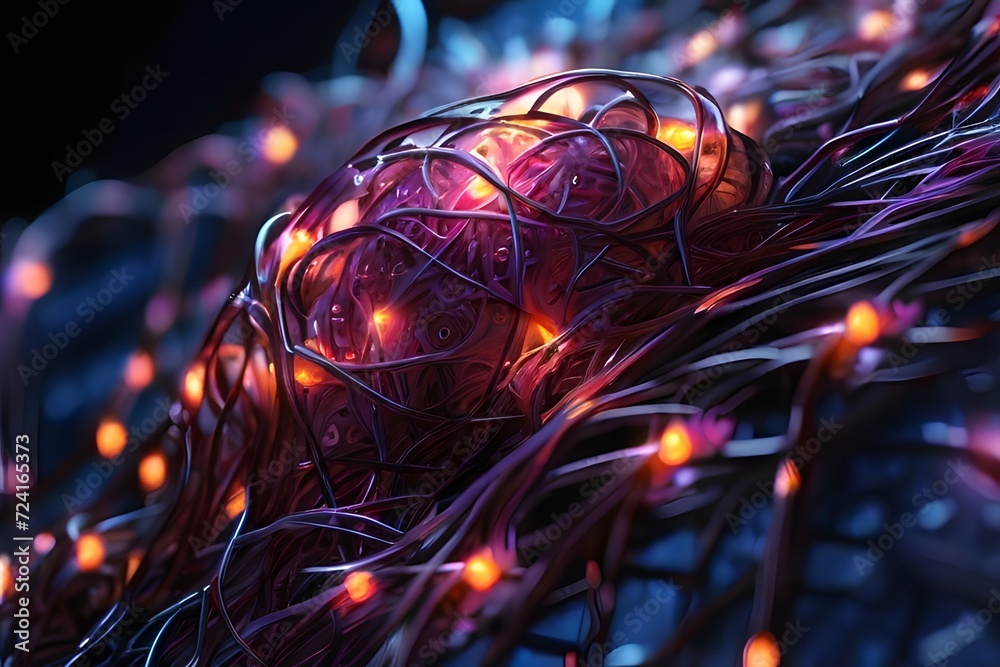 Illustration of a brain neural network overburdened nerves overflowing ...