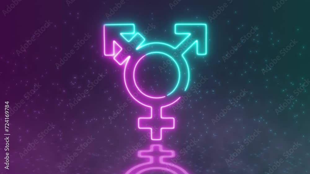 Neon Transgender Symbol Icon with a Particle Background. Gender ...
